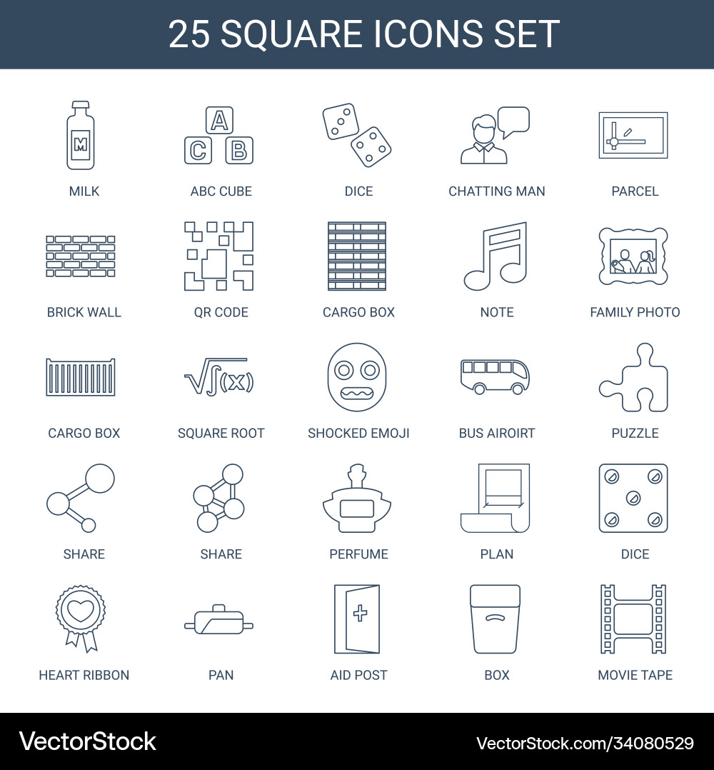 Quadratische Icons Lizenzfreies Vektorbild - VectorStock