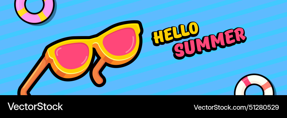 Super hello summer banner with text Royalty Free Vector