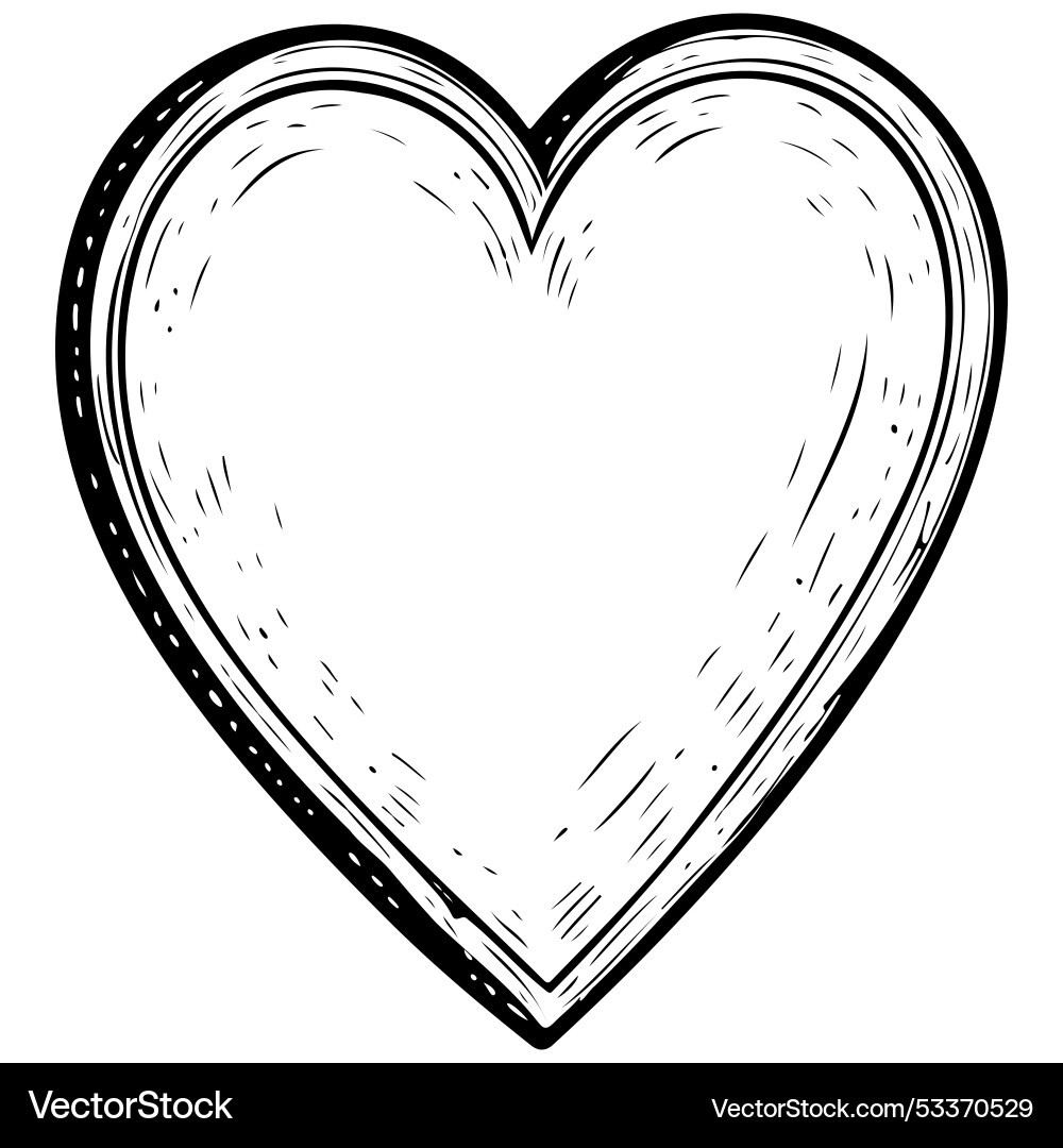 Vintage heart drawing realistic hand line Vector Image