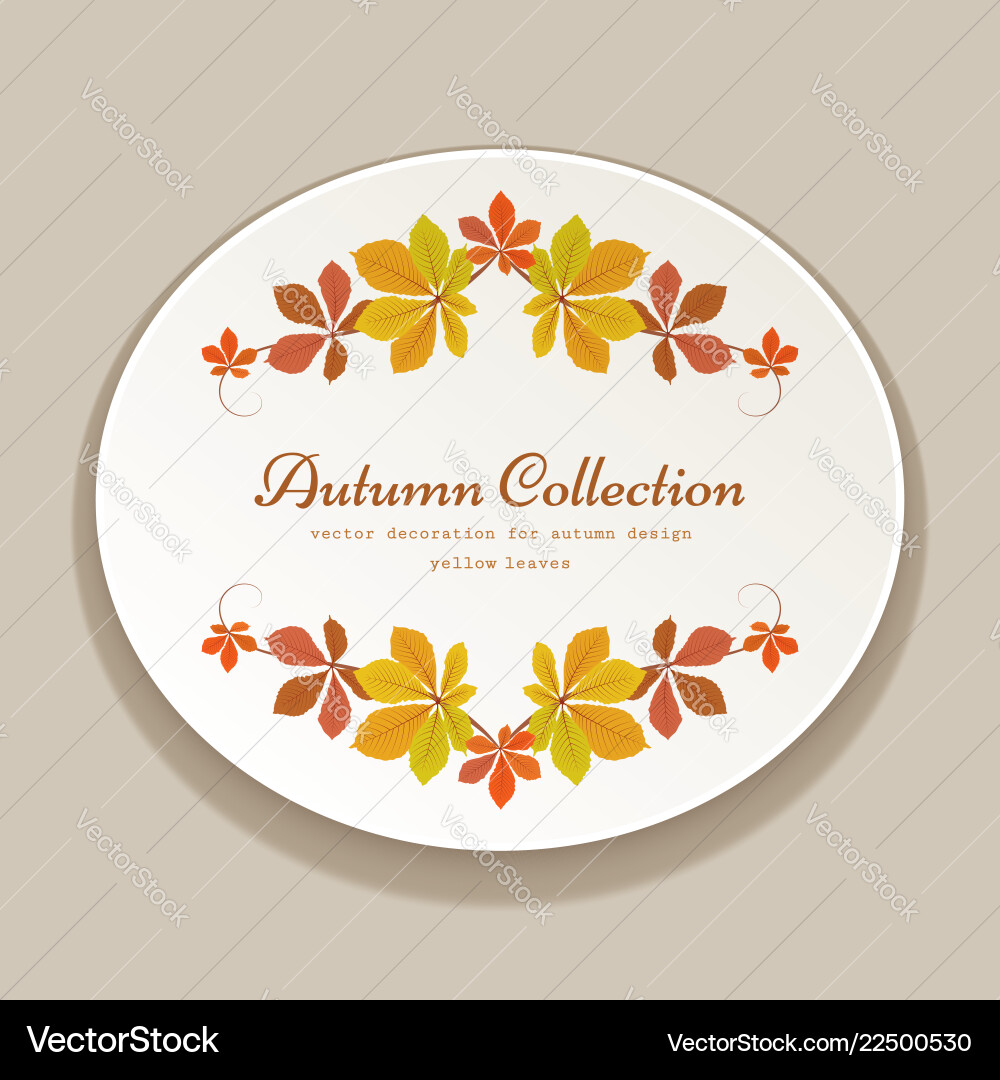Autumn label with yellow leaves Royalty Free Vector Image