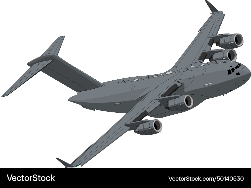 C 17 cargo aircraft turning drawing Royalty Free Vector