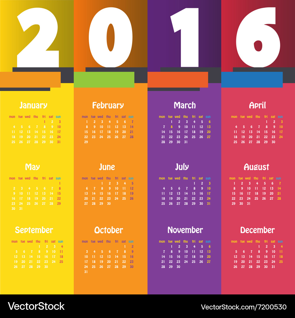 Calendar for the year Royalty Free Vector Image
