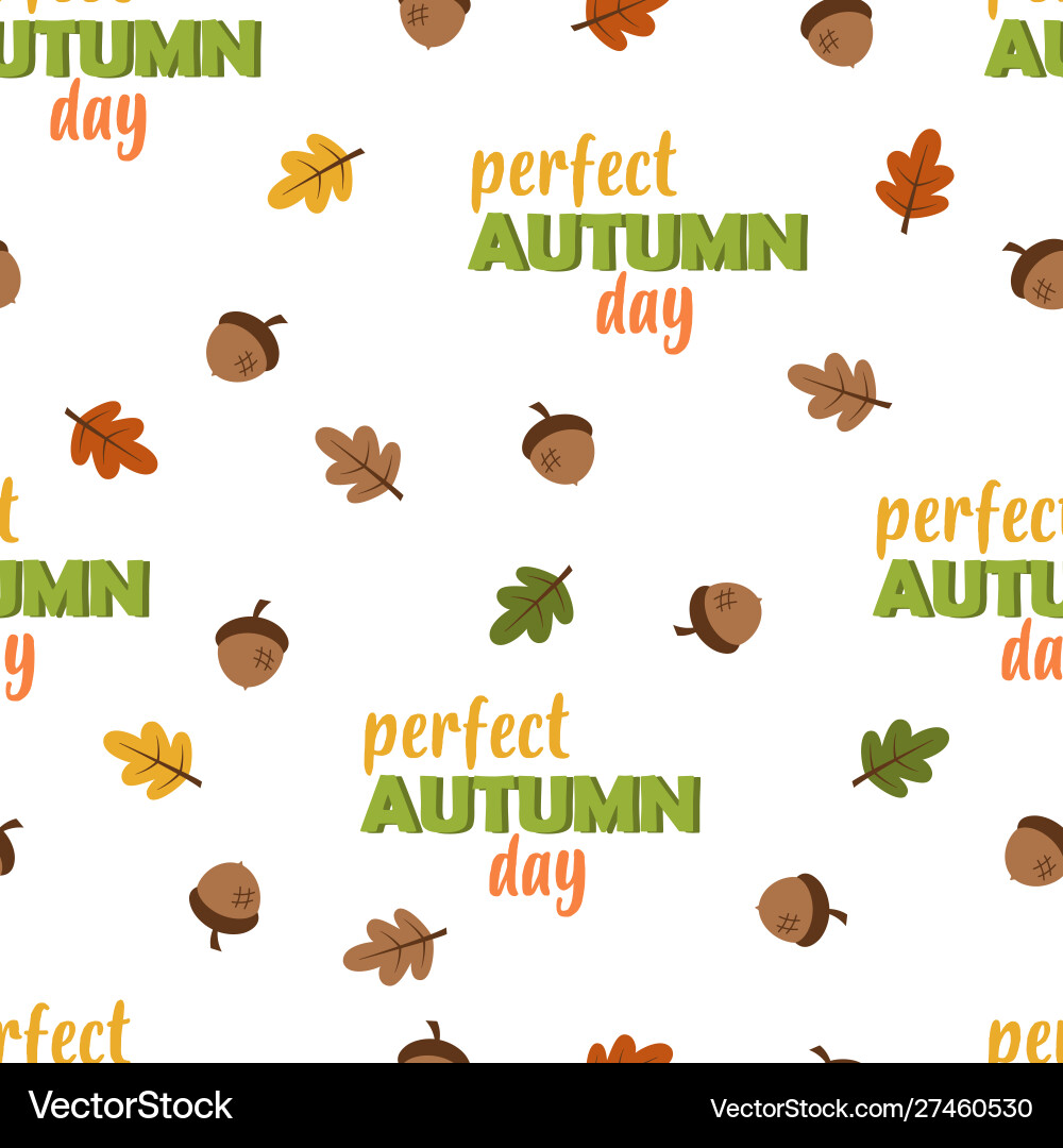 Cartoon autumn pattern with acorn Royalty Free Vector Image