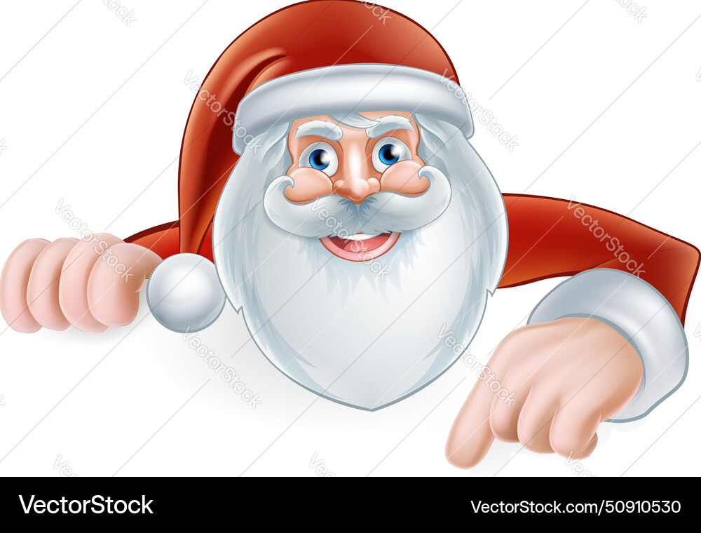Cartoon santa pointing Royalty Free Vector Image