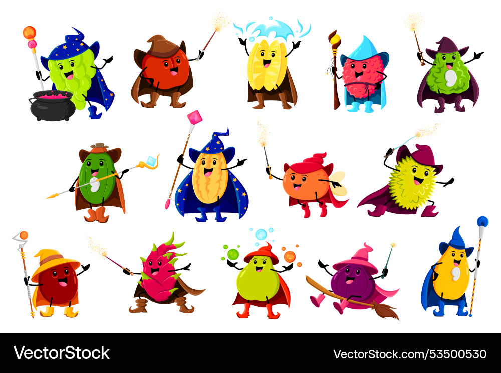 Cartoon tropical fruit mage wizard and warlock Vector Image
