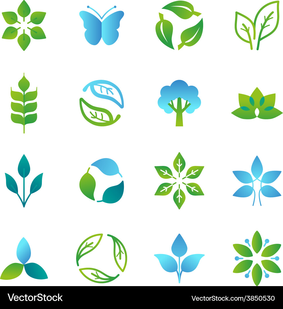 Green logos and emblems Royalty Free Vector Image