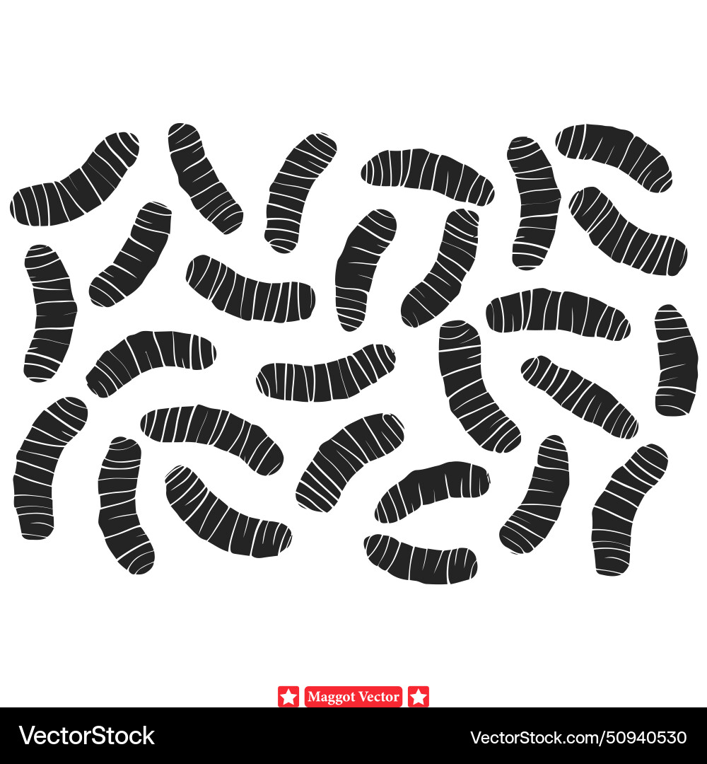Larval lurkers maggot silhouette design elements Vector Image