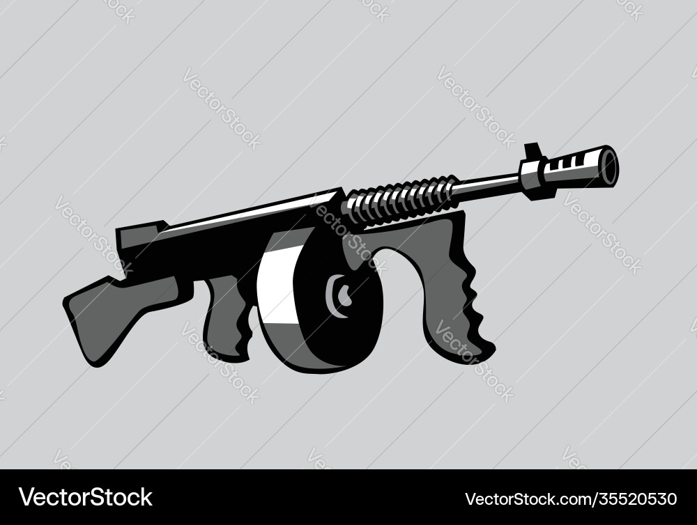 Mafia weapons cartoon image tommy gun Royalty Free Vector