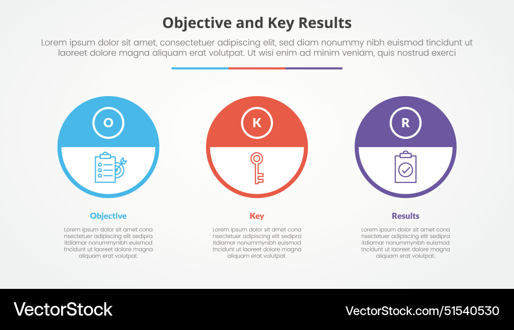 Okr objectives and key results framework Vector Image