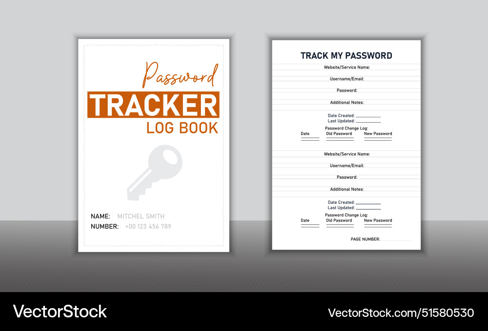 Password tracker logbook design Royalty Free Vector Image