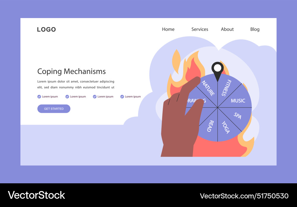 Professional burnout coping mechanism web banner Vector Image