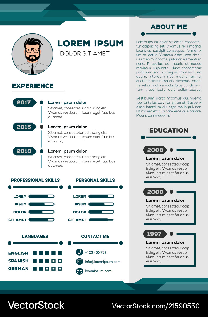 Resume and cv template with nice design Royalty Free Vector