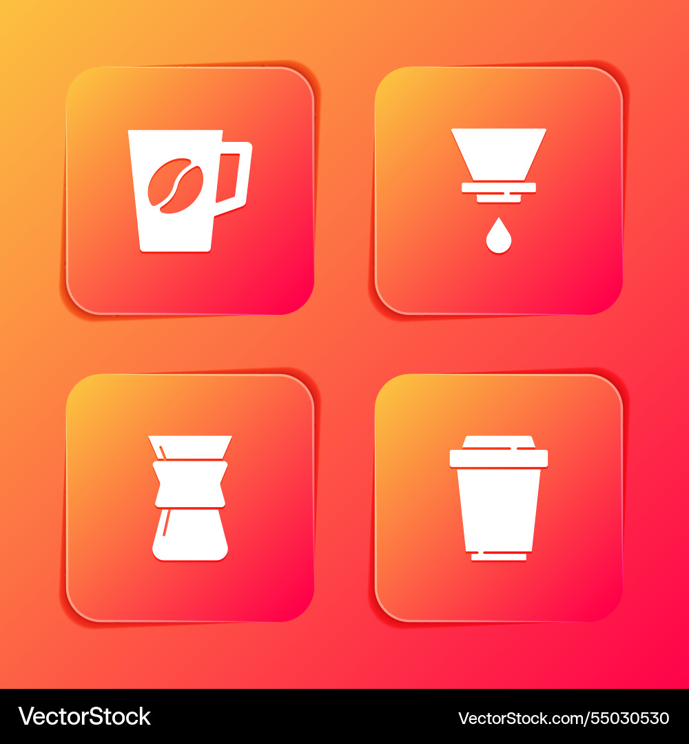 Set coffee cup v60 coffee maker pour over coffee Vector Image