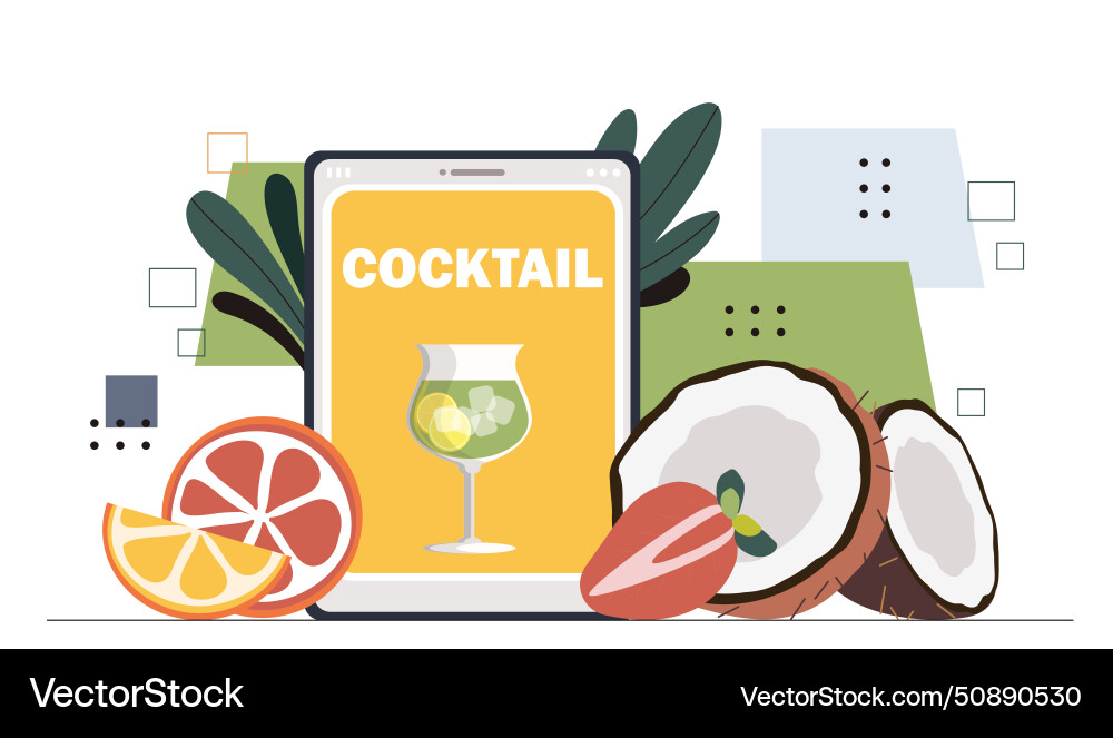 Tropical cocktail concept Royalty Free Vector Image