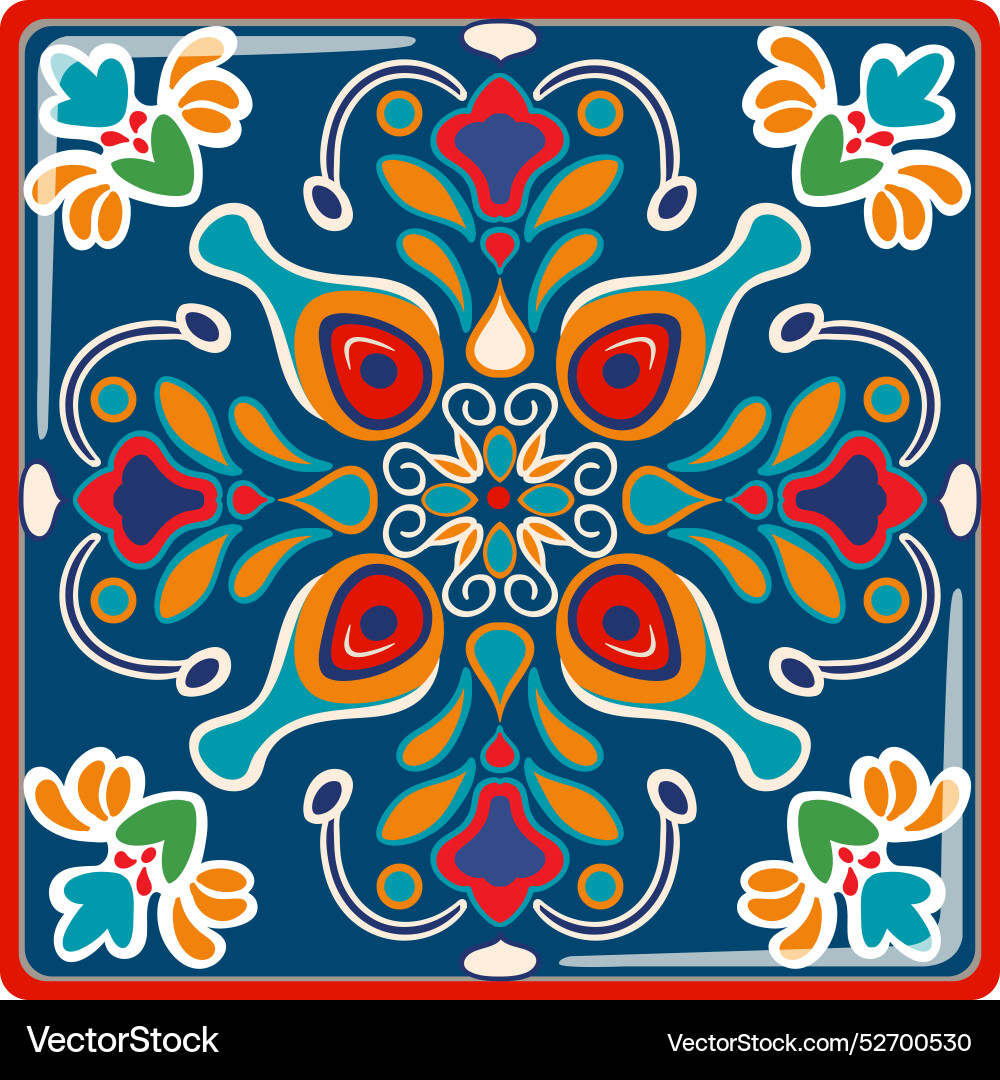 Vibrant symmetrical design with floral elements Vector Image