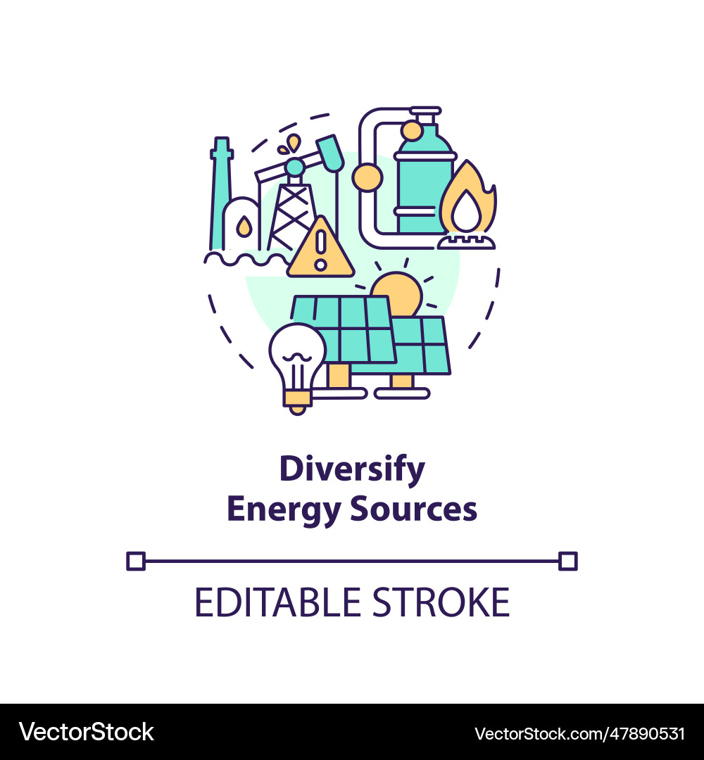2d diversify energy sources concept icon Vector Image 2d diversify energy sources concept icon Vector Image