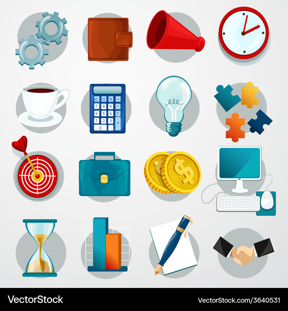 Business flat icons set Royalty Free Vector Image