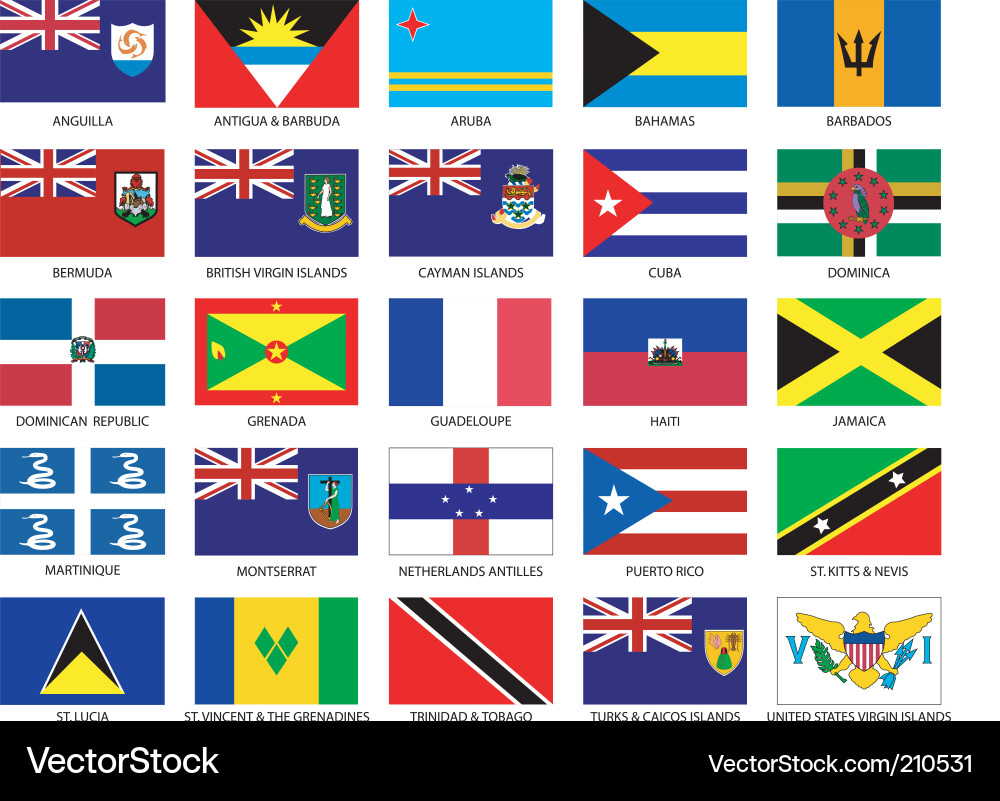 Caribbean flags Royalty Free Vector Image - VectorStock