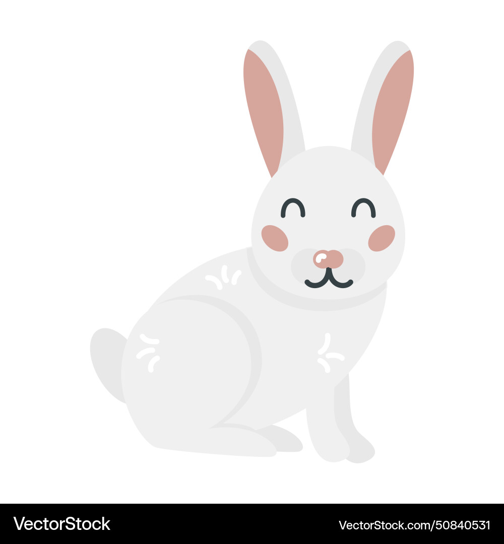 Cute cartoon hand drawn white hare on isolated Vector Image