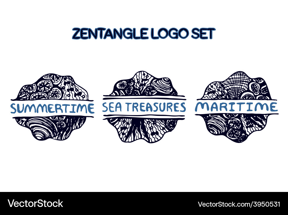 Detailed hand drawn entangle logo set Royalty Free Vector