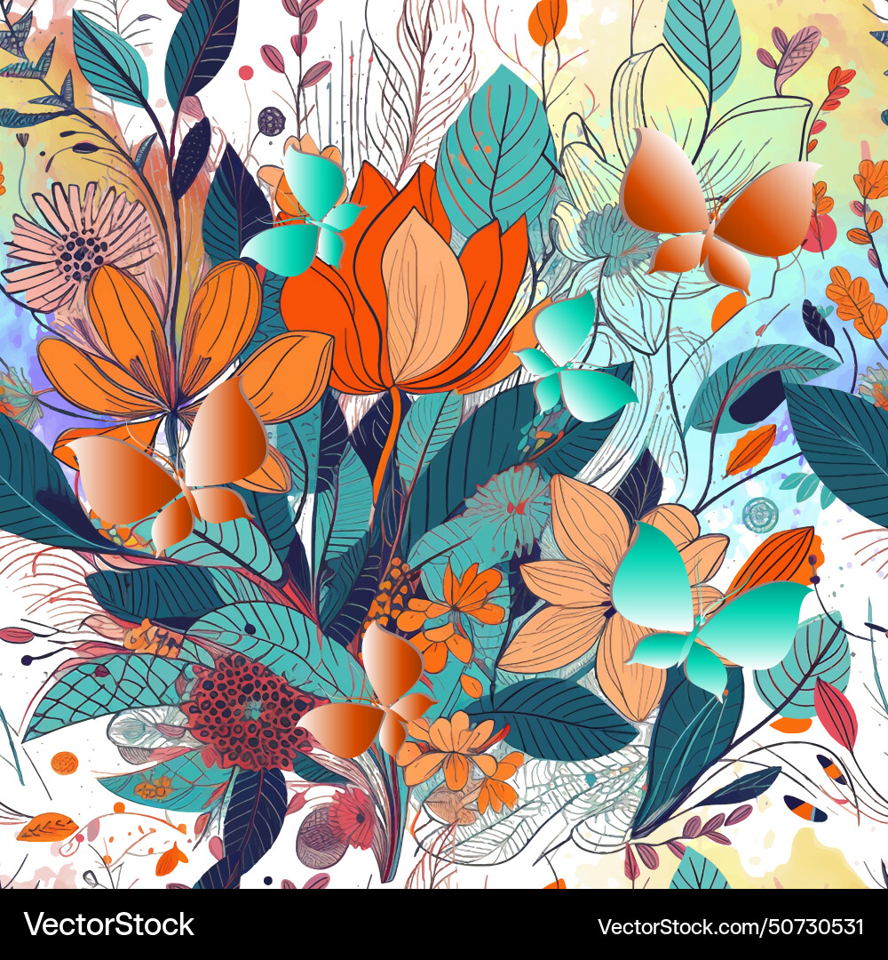Drawing line art beautiful colorful exotic Vector Image