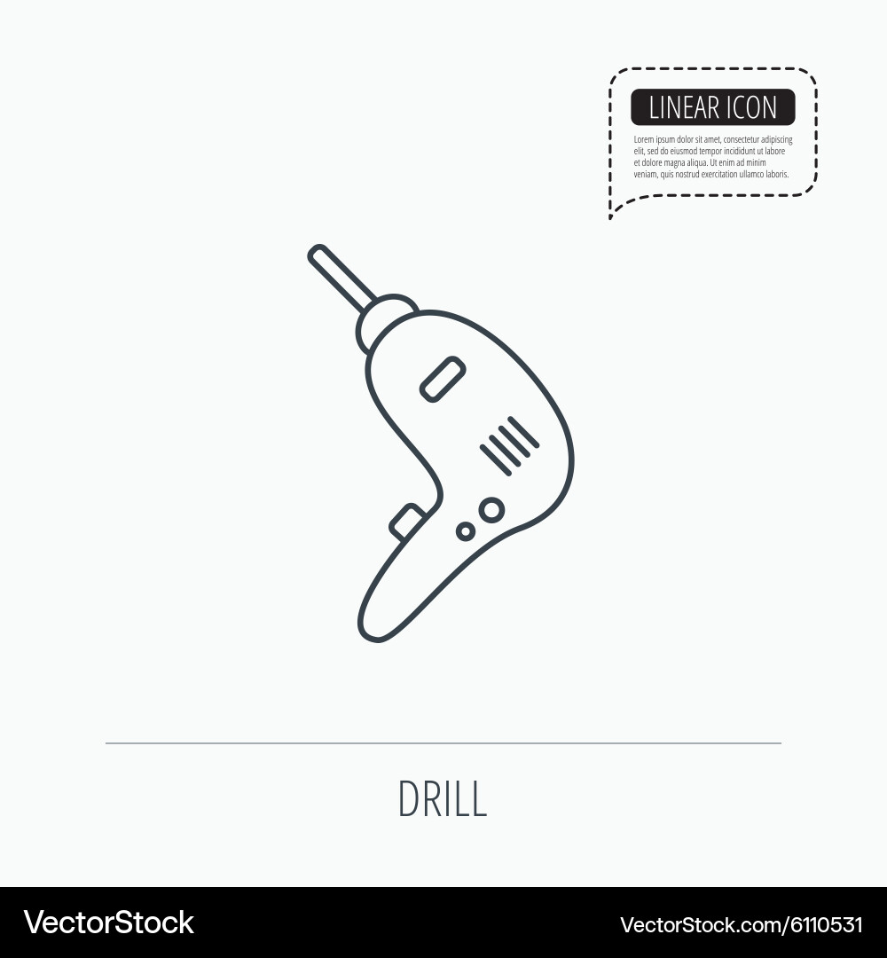 Drill tool icon electric jack-hammer sign Vector Image