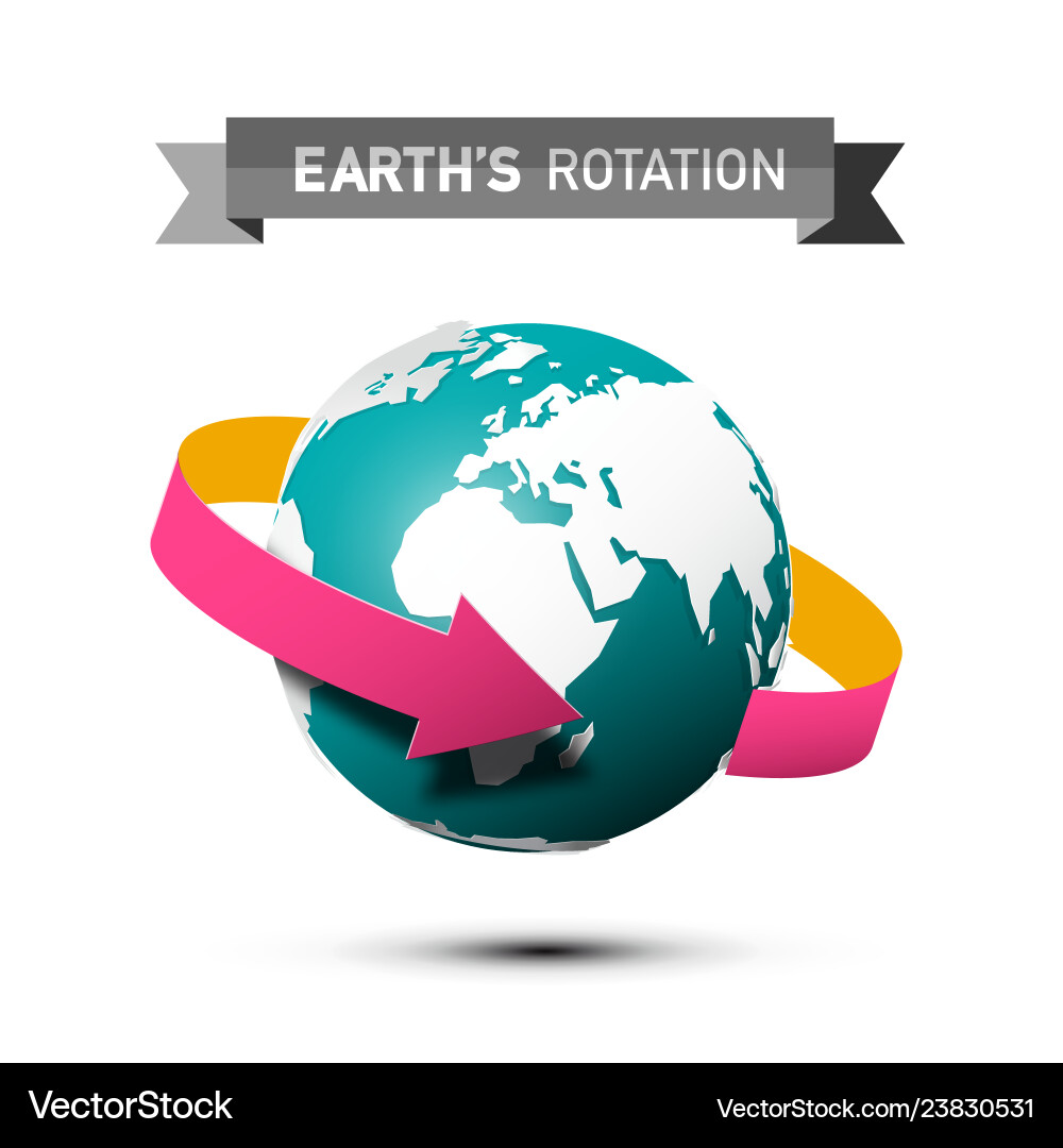 Earths rotation symbol with arrow on globe planet Vector Image