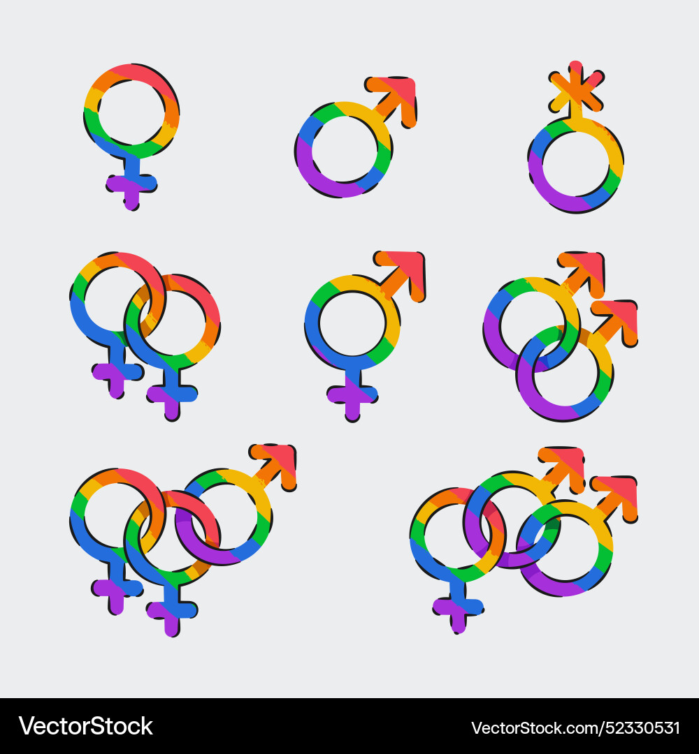Flat lgbt pride month symbols collection Vector Image