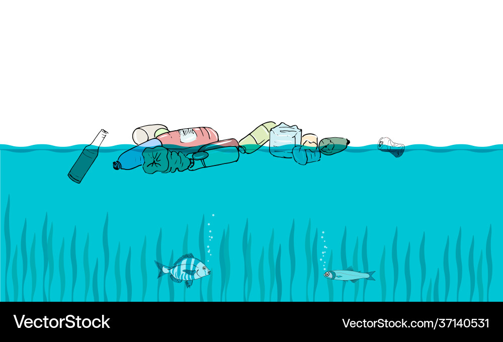 Garbage in ocean Royalty Free Vector Image - VectorStock