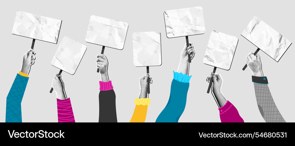 Hands Holding Blank Signs - Protest Royalty Free Vector