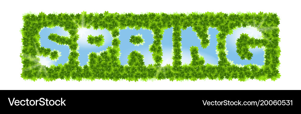 Inscription spring letters in a leaf lumens Vector Image