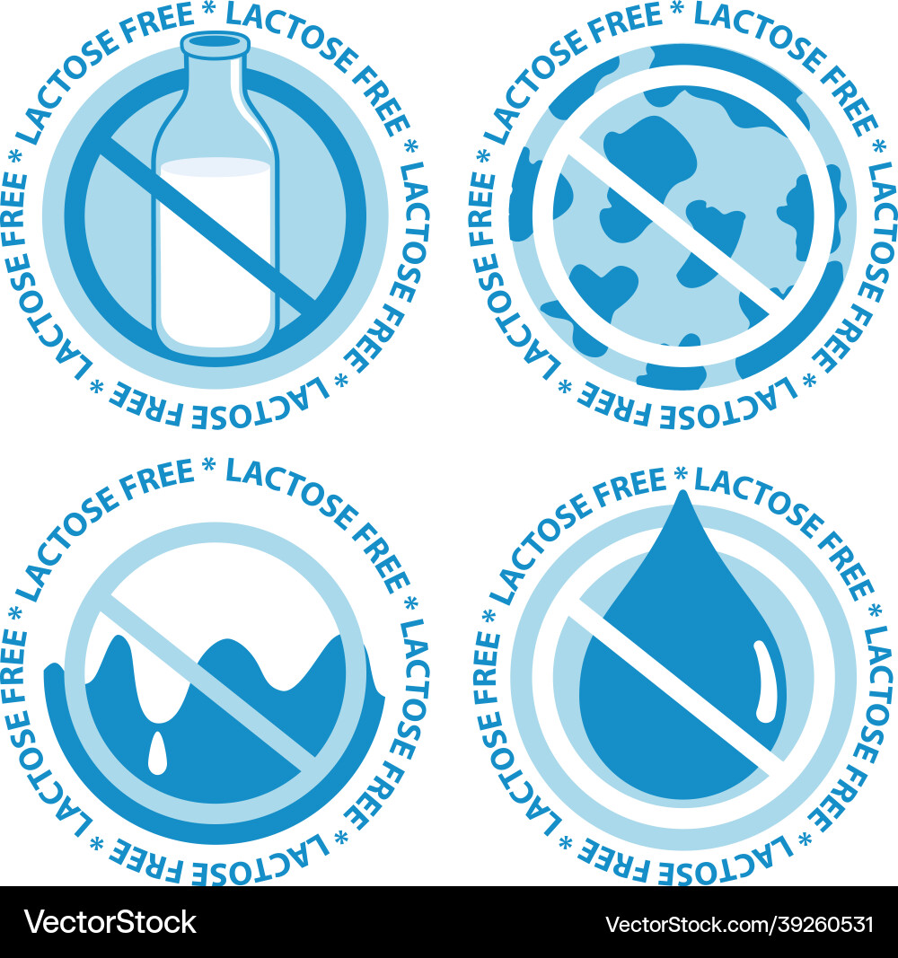 Lactose free label signs set Royalty Free Vector Image
