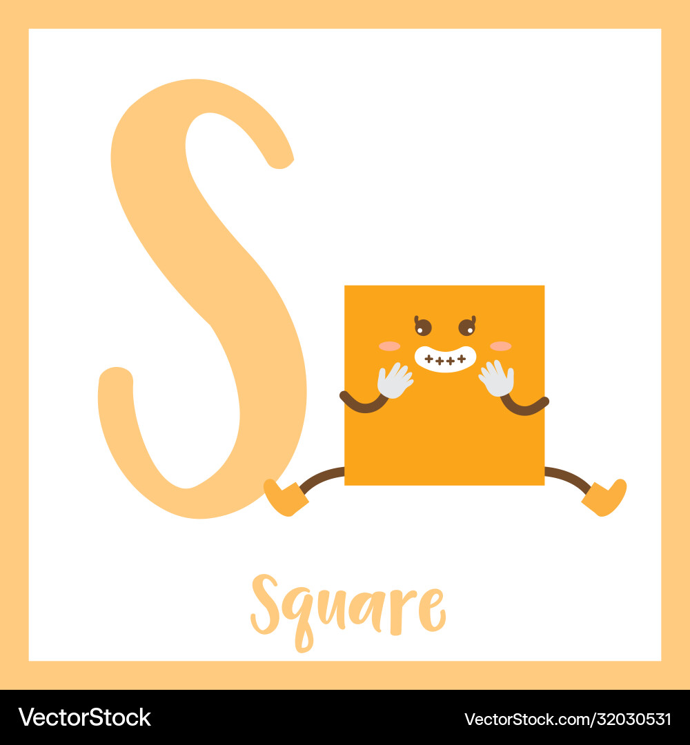 Letter s vocabulary square shape Royalty Free Vector Image
