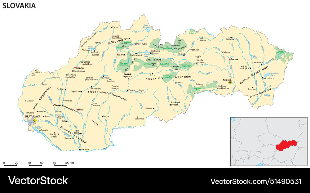 Map of slovak republic Royalty Free Vector Image