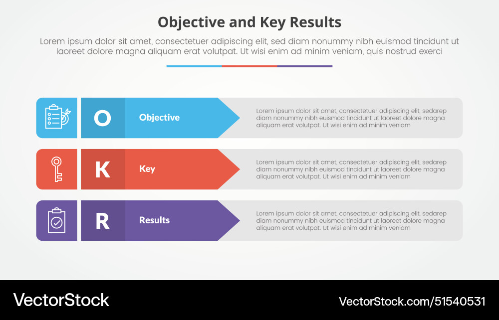 Okr objectives and key results framework Vector Image Okr objectives and key results framework Vector Image