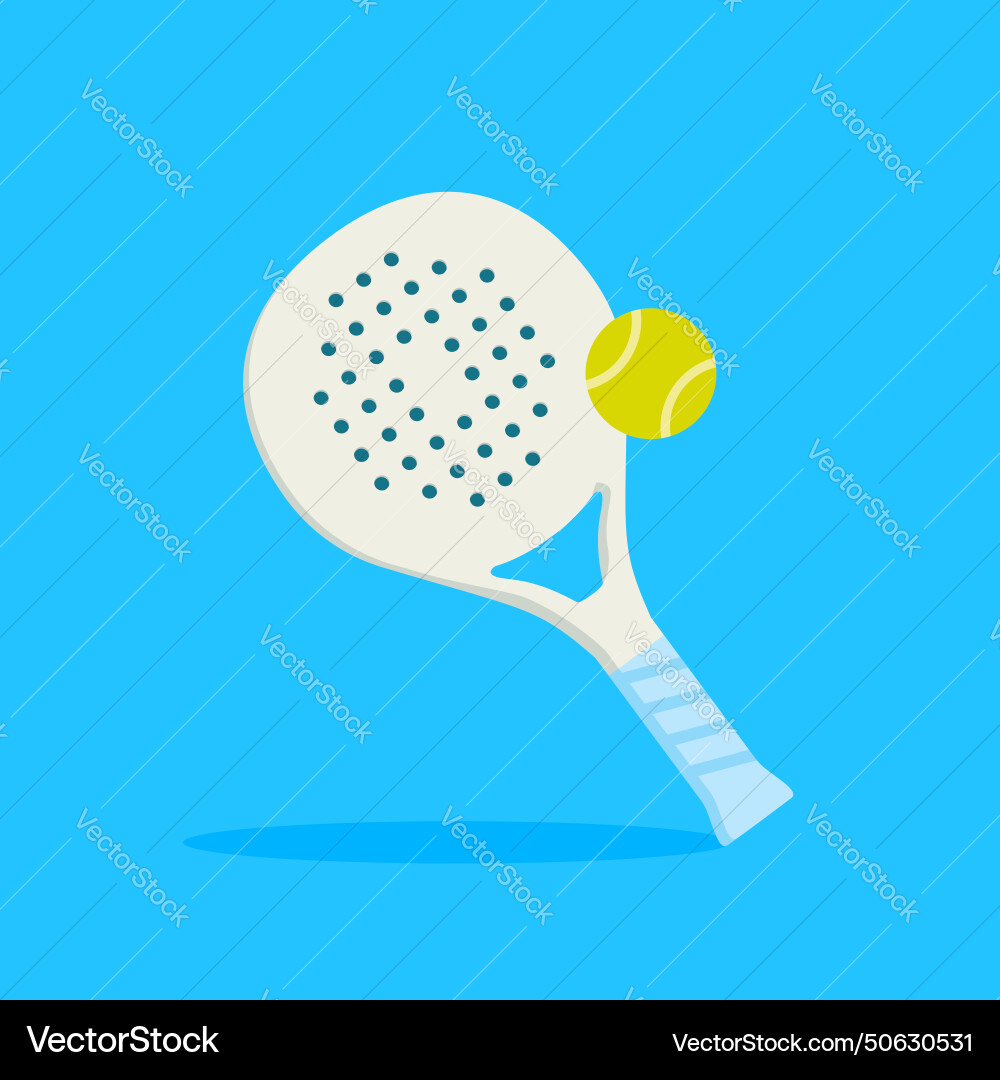 Padel tennis racket and a ball Royalty Free Vector Image