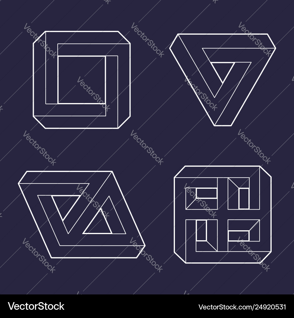 Paradox impossible geometry symbols Royalty Free Vector