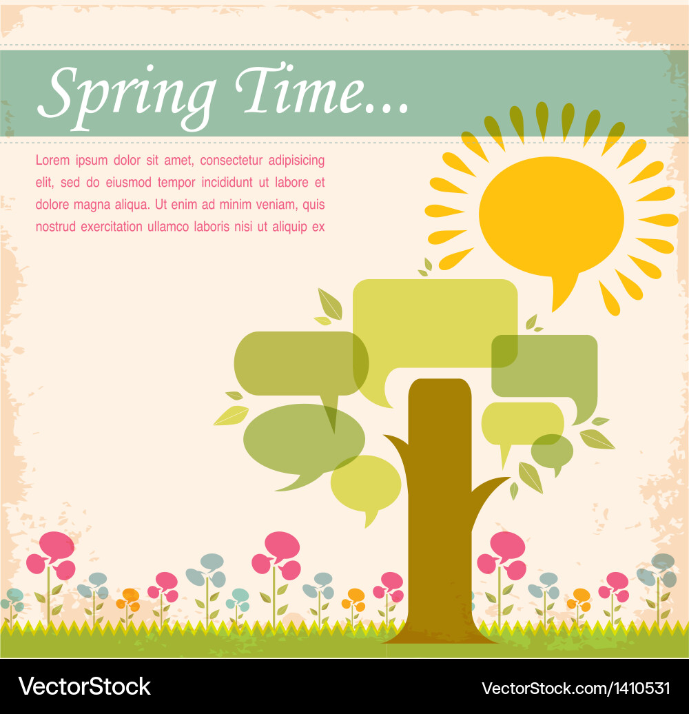 Spring time speech bubble meadow Royalty Free Vector Image