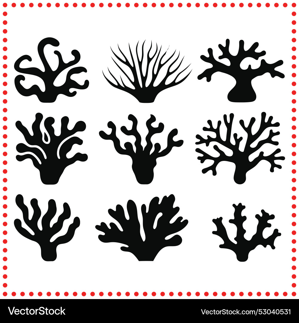 Stylized coral shape silhouette oceanic life Vector Image