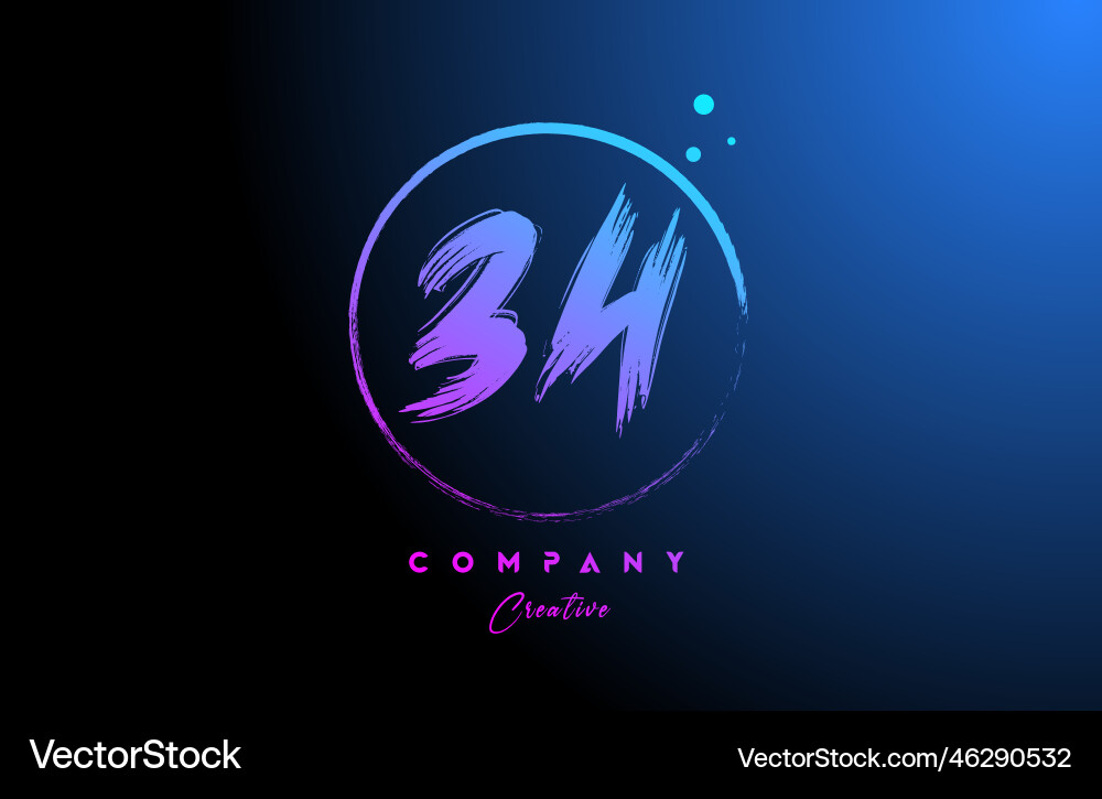 34 grunge number letter logo icon design Vector Image