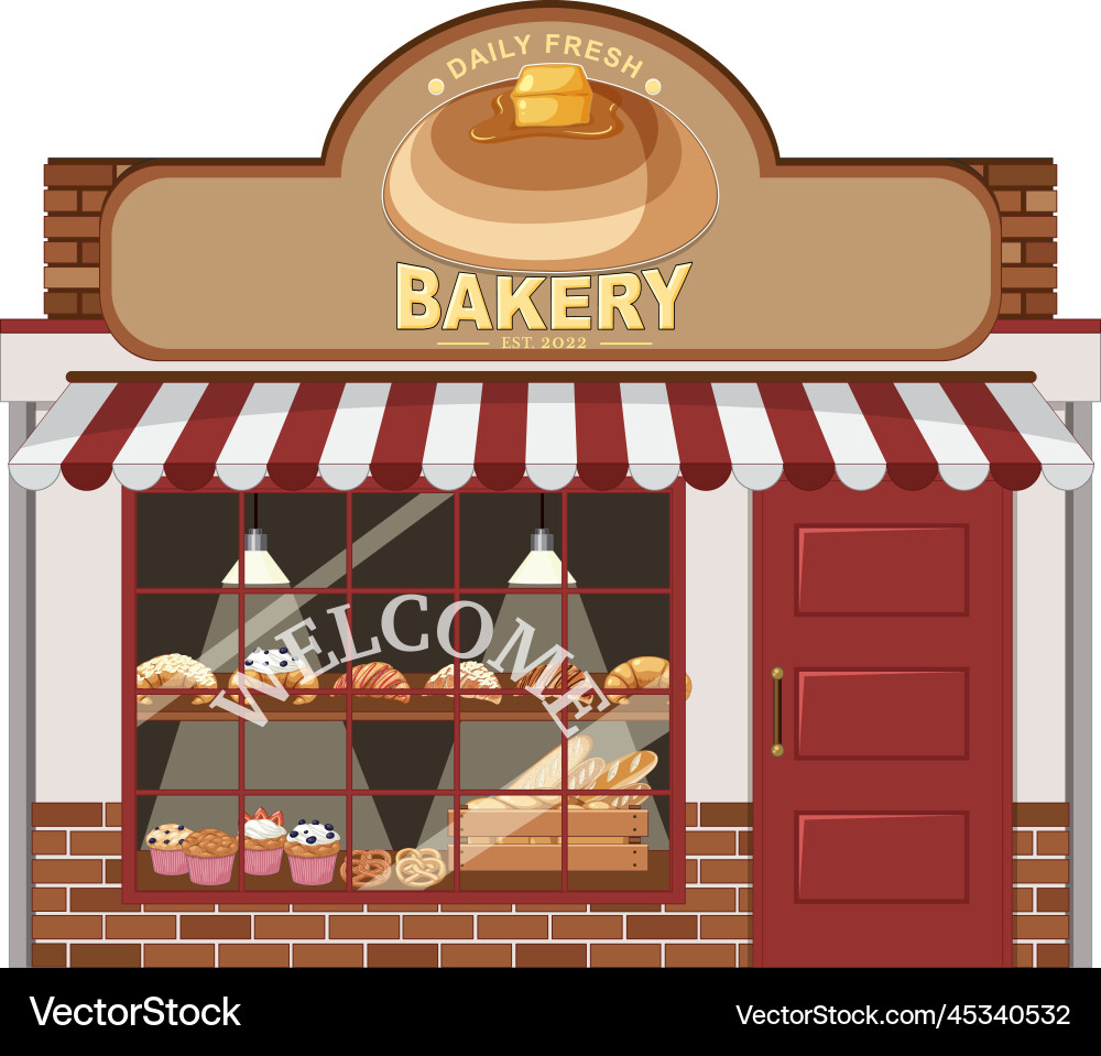 Bakery Shop Building Facade Royalty Free Vector Image
