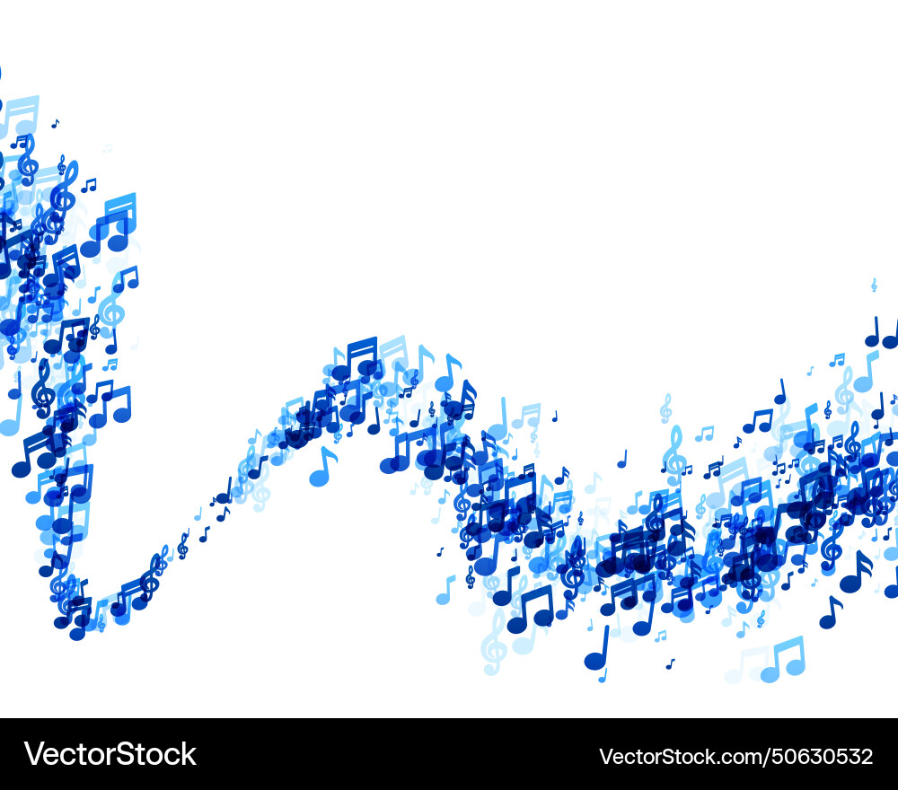 Blue tonal music notes swirl Royalty Free Vector Image