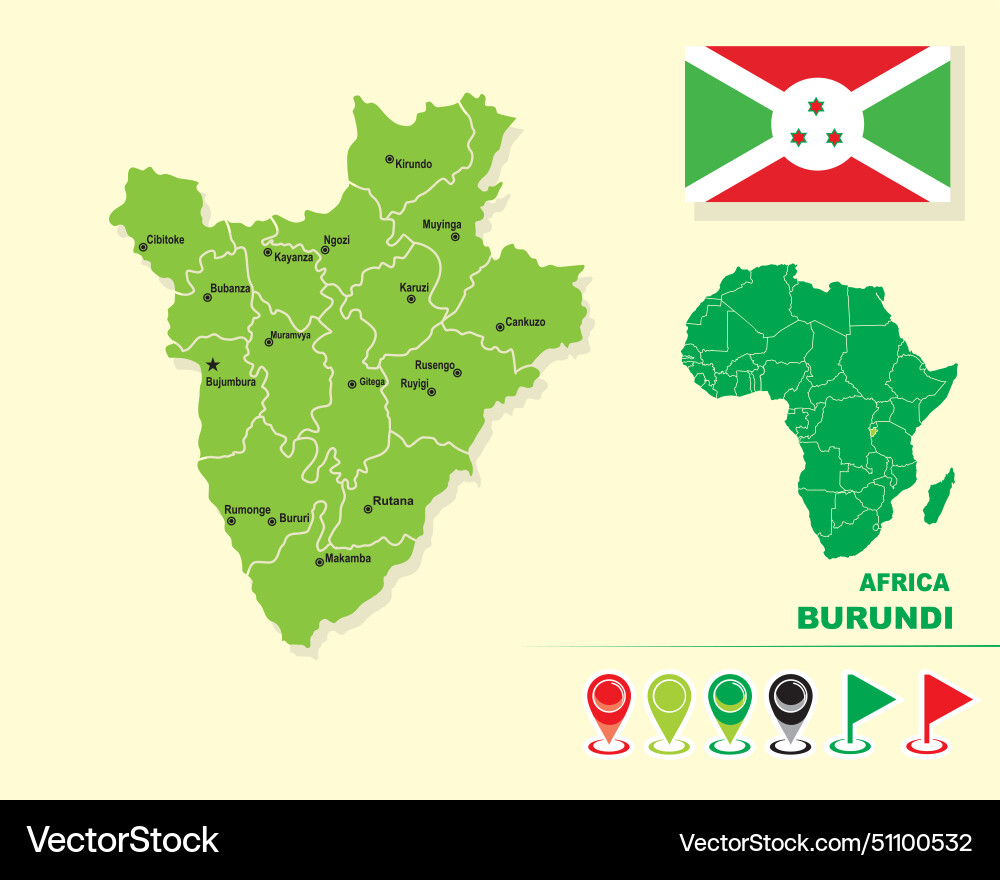 Burundi map Royalty Free Vector Image - VectorStock