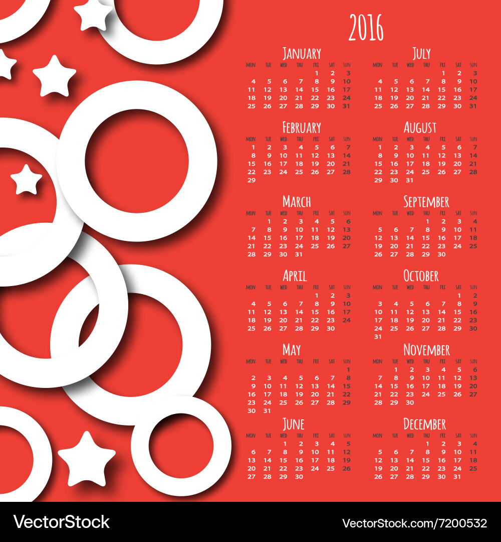 Calendar for the year Royalty Free Vector Image