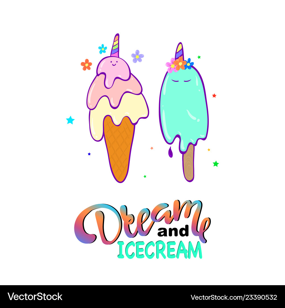 Cute ice cream slogan Royalty Free Vector Image