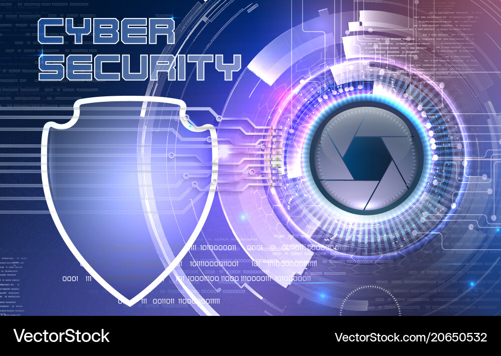 Cyber eye with shield Royalty Free Vector Image