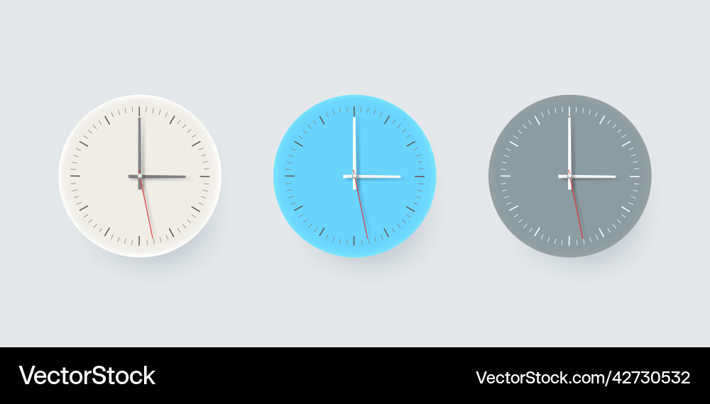 Different color clocksclipart 3d clipart isolated Vector Image