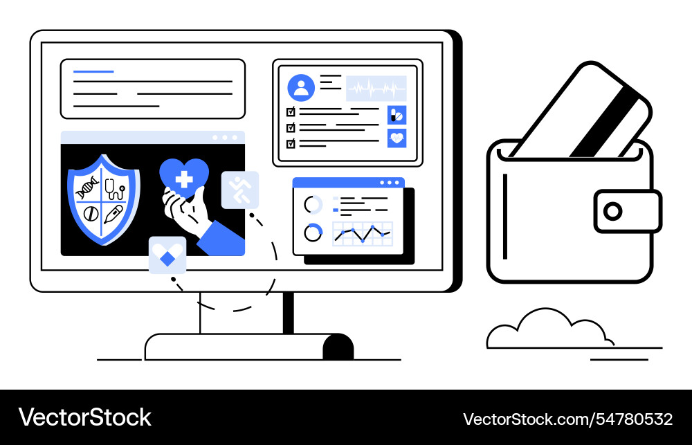 Digital health insurance and wallet security Vector Image