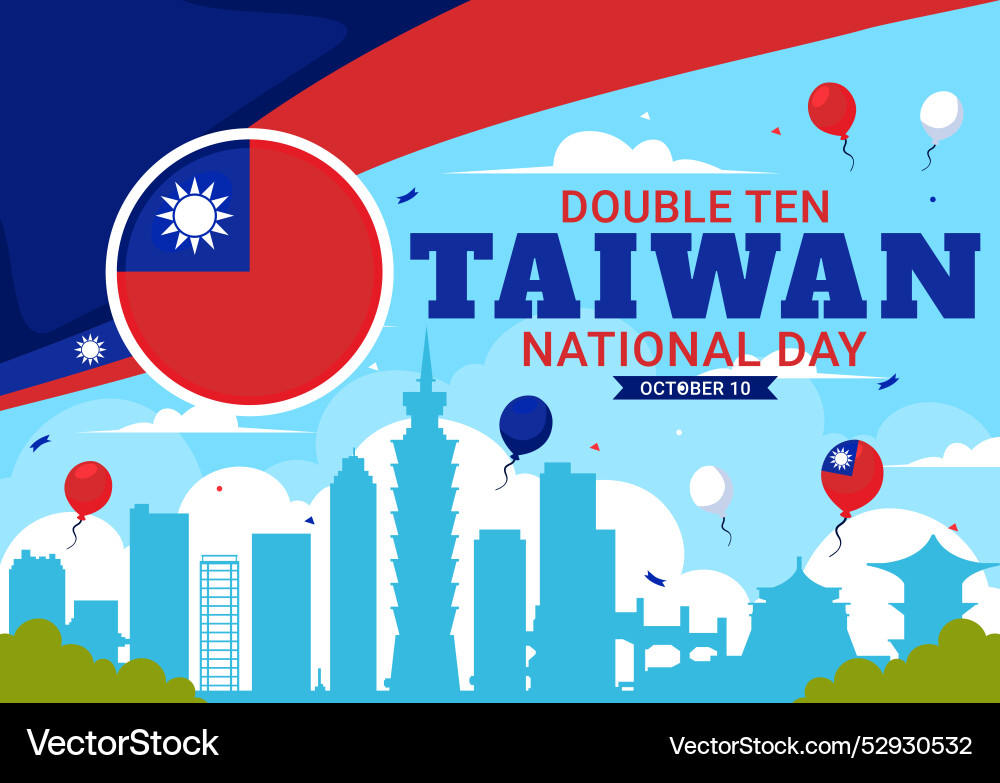 Happy double ten national day on october 10 Vector Image