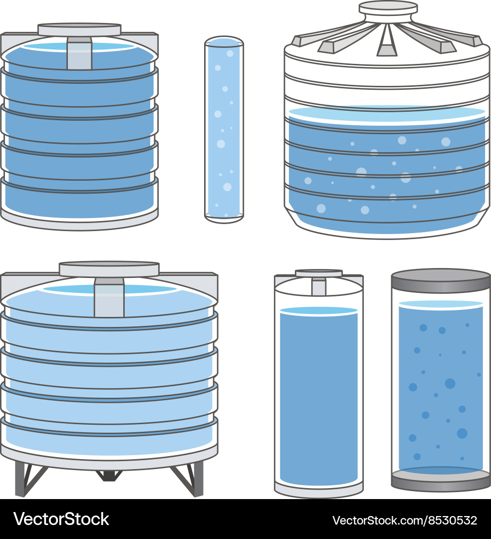 Industrial Water Tank Set Royalty Free Vector Image